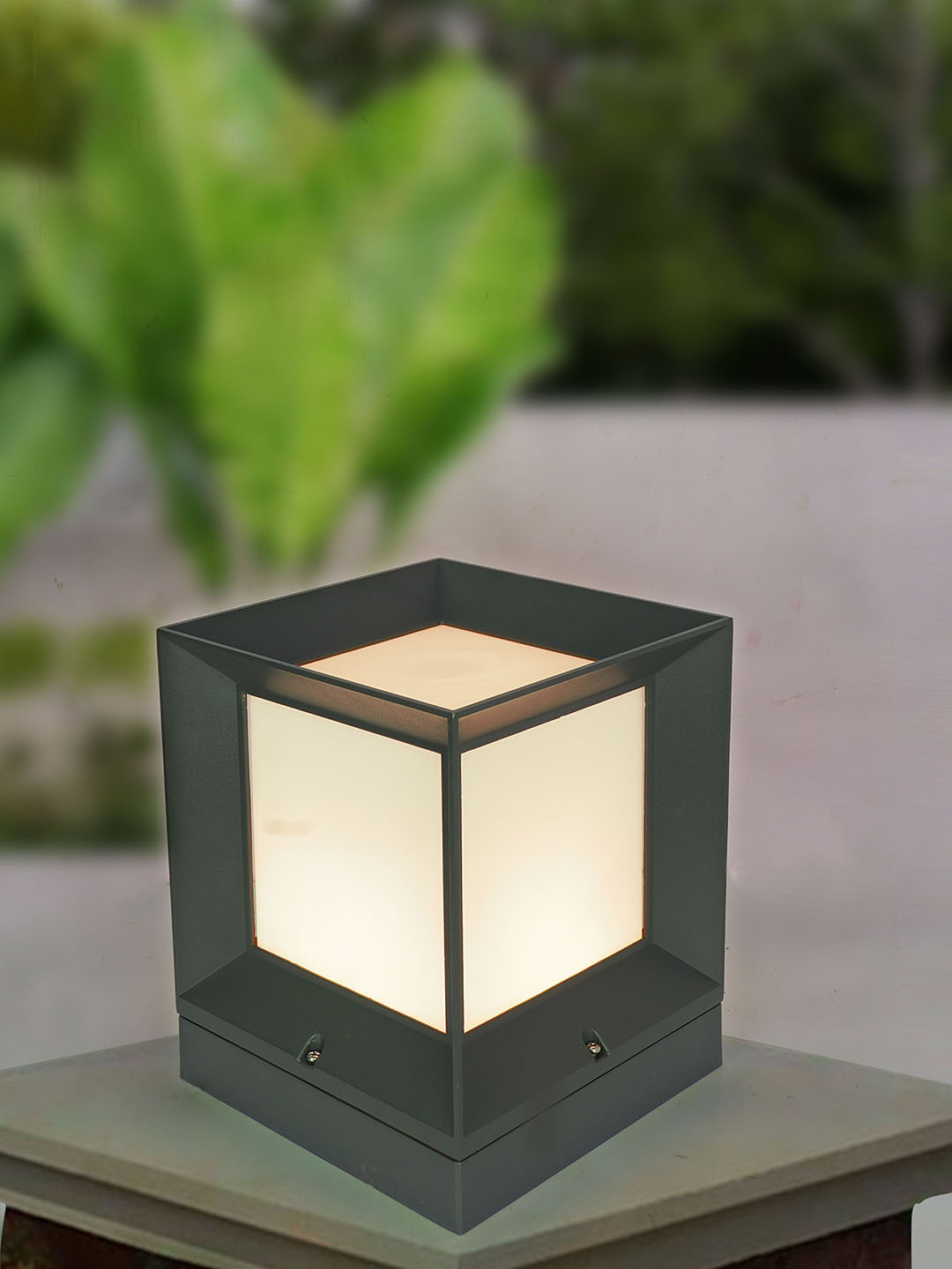 Modern Square 9x9 Inch Aluminium & Acrylic Pillar Light Gate Lamp
