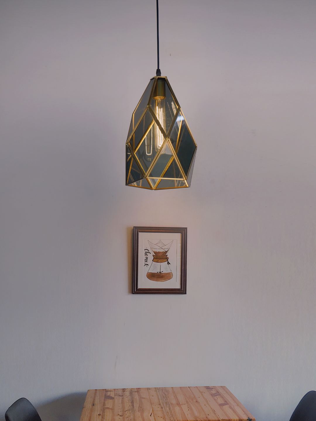 Modern Moroccan Black Diamond Glass Pendant Light.