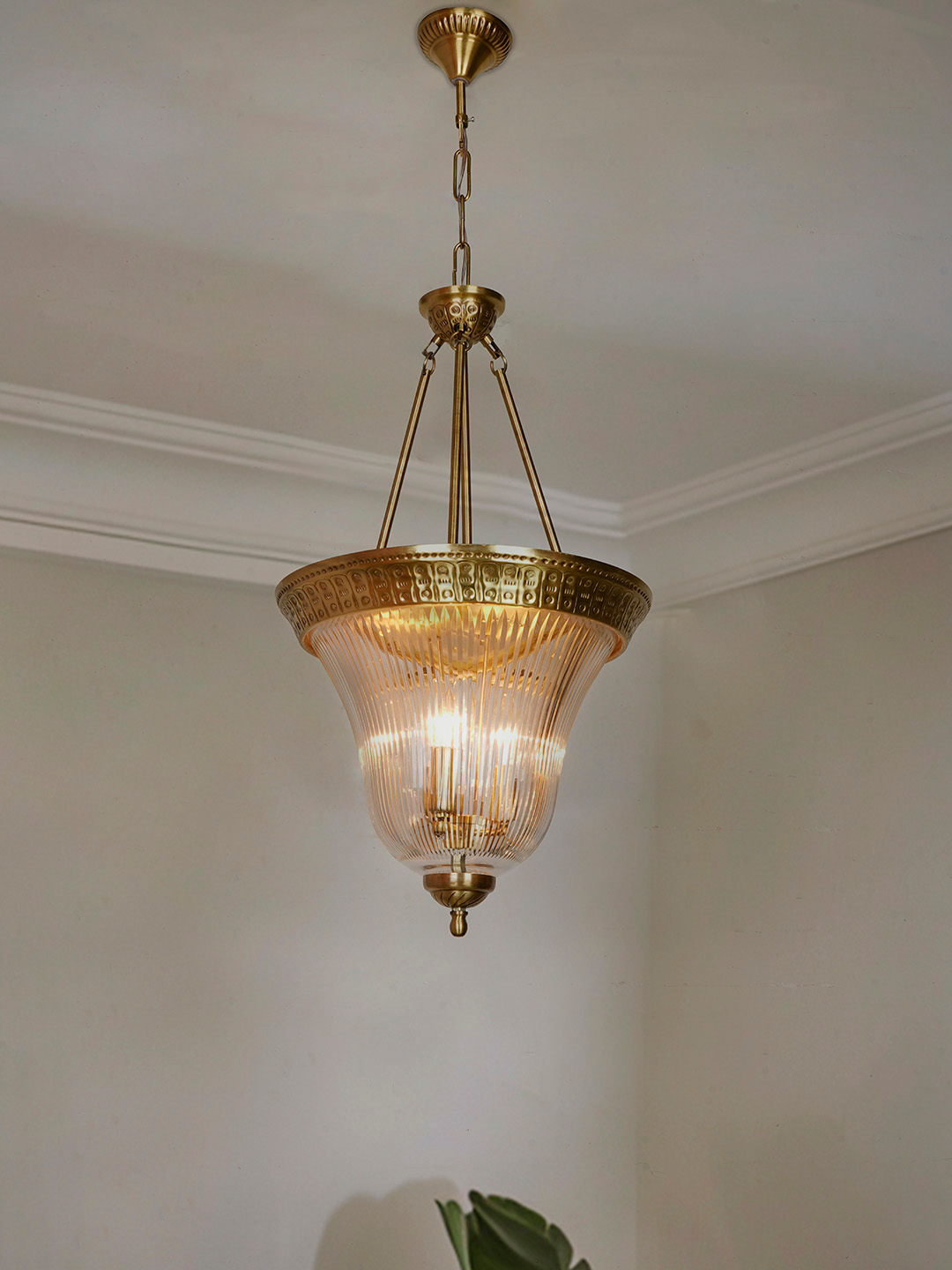 Unique Bell Pendant Light | Brass & Cut Glass | Mini Chandelier Design ...