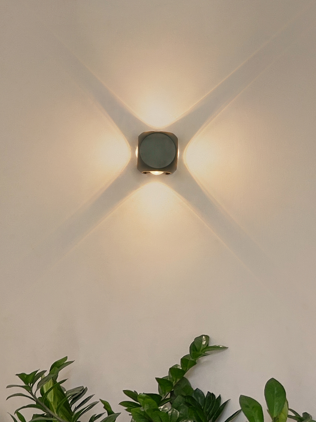 Modern Rounded Square Aluminium LED 4-Lights Up Down Left Right Grey ...