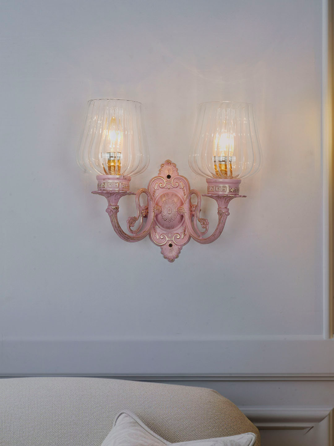 Stylish and Functional Distressed Pink Aluminum and Glass Double Wall ...