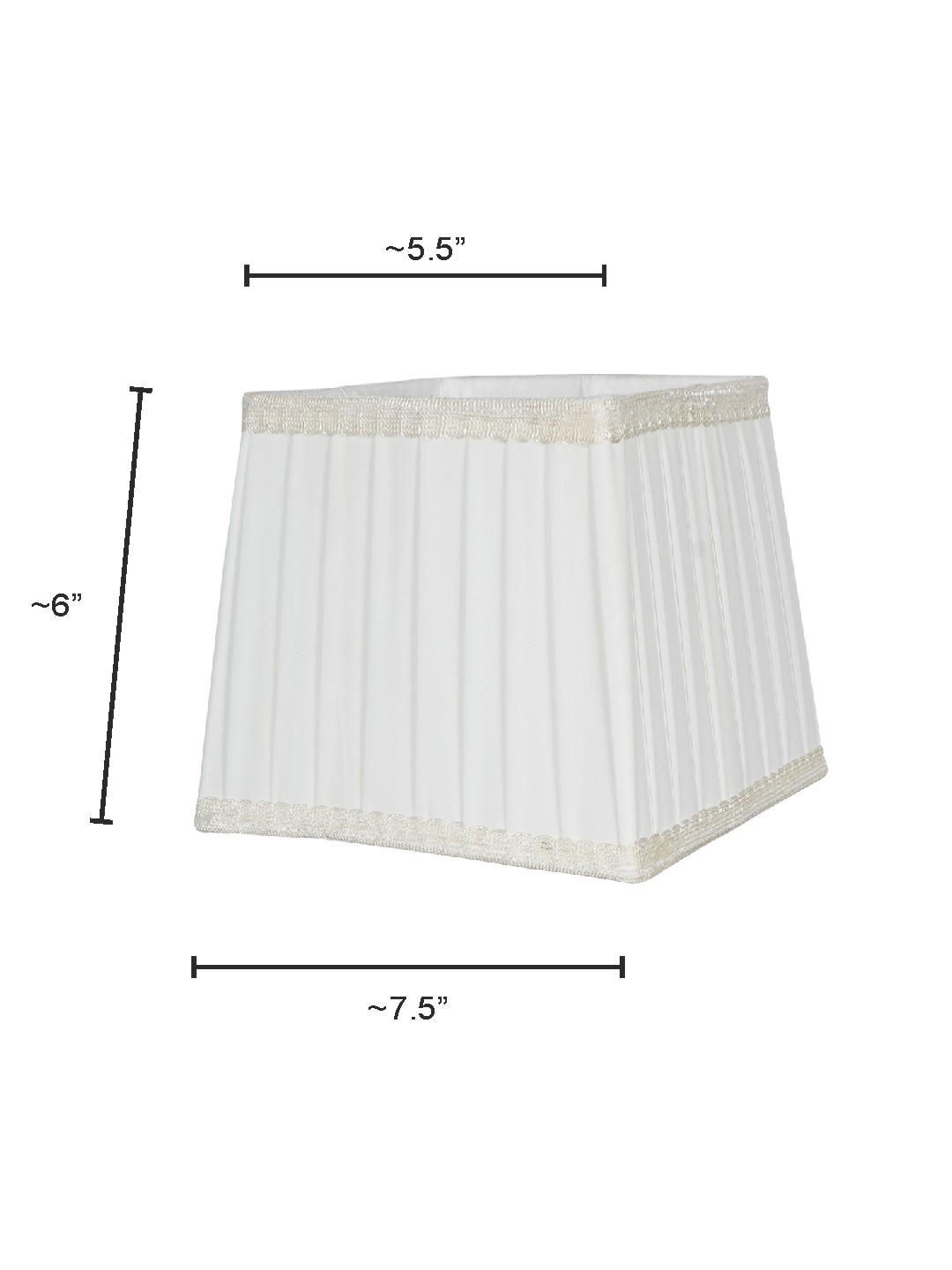 Square Pleated 8 Inches White Fabric Shade